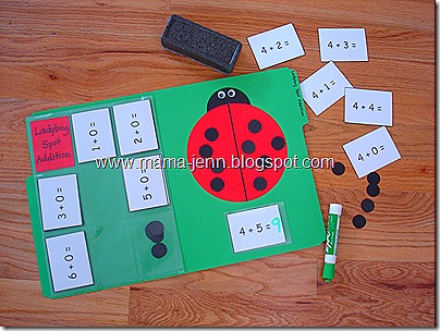 Ladybug Spot Addition File Folder Game